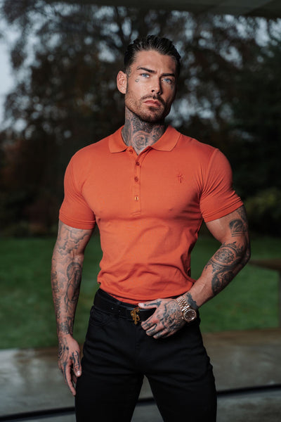Classic Rust Polo Shirt with Tonal Button and Embroidery - FSH912 ...